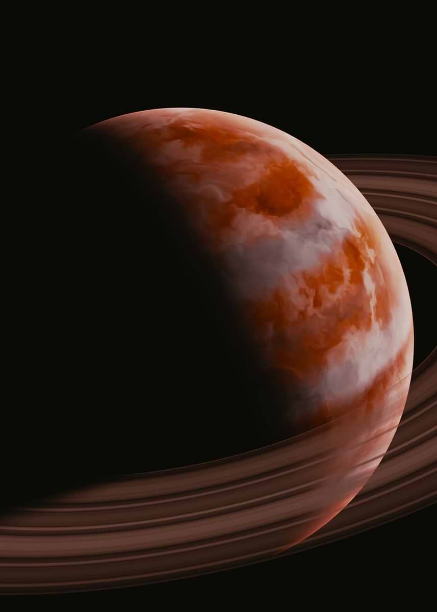 'Ringed Planet in Deep Space' Poster, picture, metal print, paint by ...
