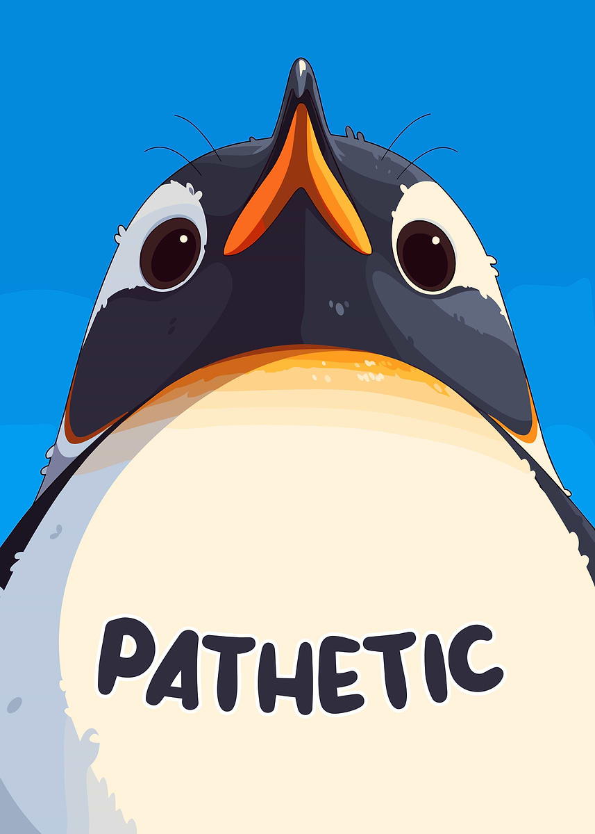 'Pathetic Penguin Cartoon Illustration' Poster, picture, metal print ...