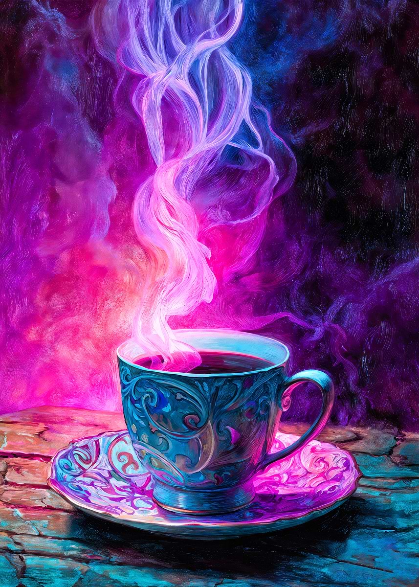 'Mystical Coffee Cup with Vaporous Smoke' Poster, picture, metal print ...