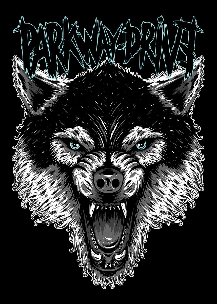 'Parkway Drive Wolf Illustration' Poster, picture, metal print, paint ...