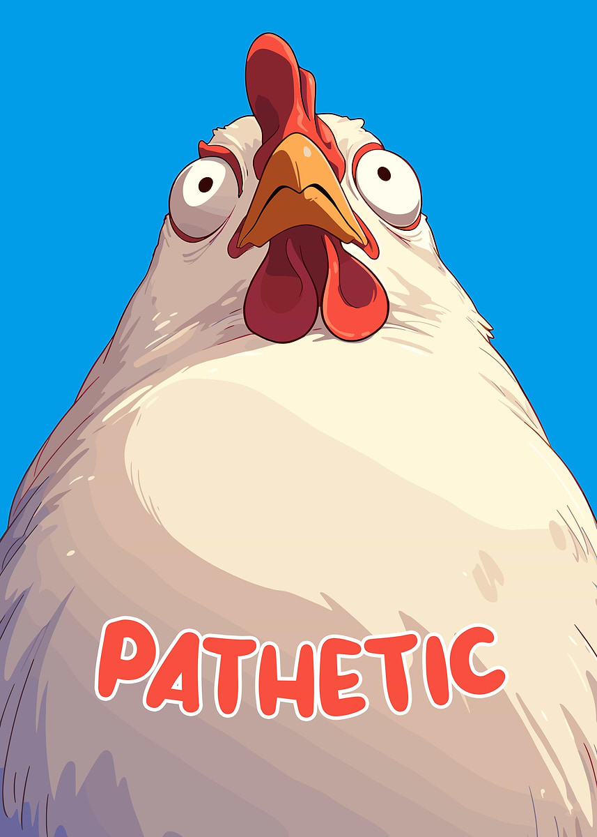 'Pathetic Chicken Cartoon' Poster, picture, metal print, paint by Lily ...