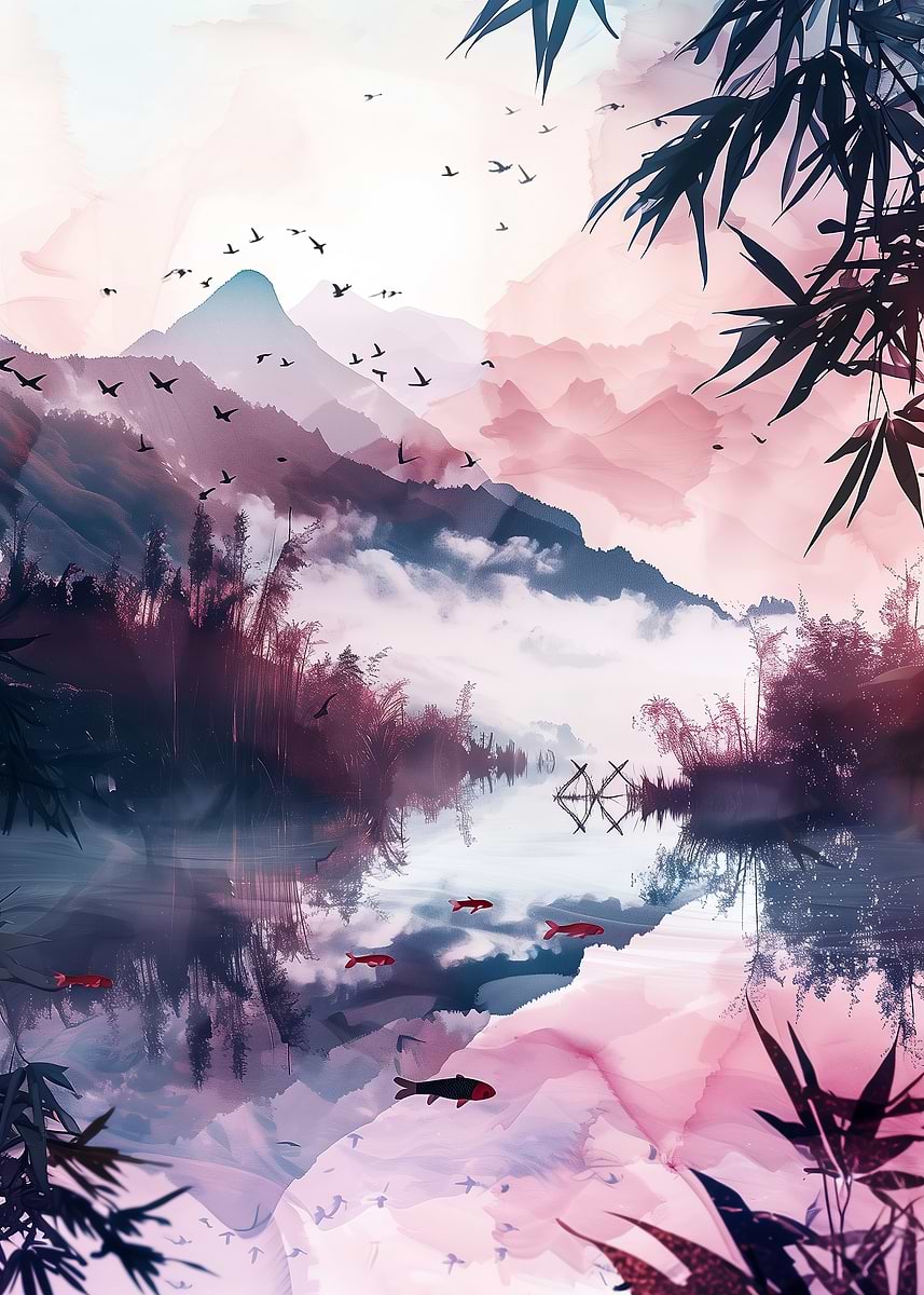 'Asa no Nagare' Poster, picture, metal print, paint by Jan Paquet ...