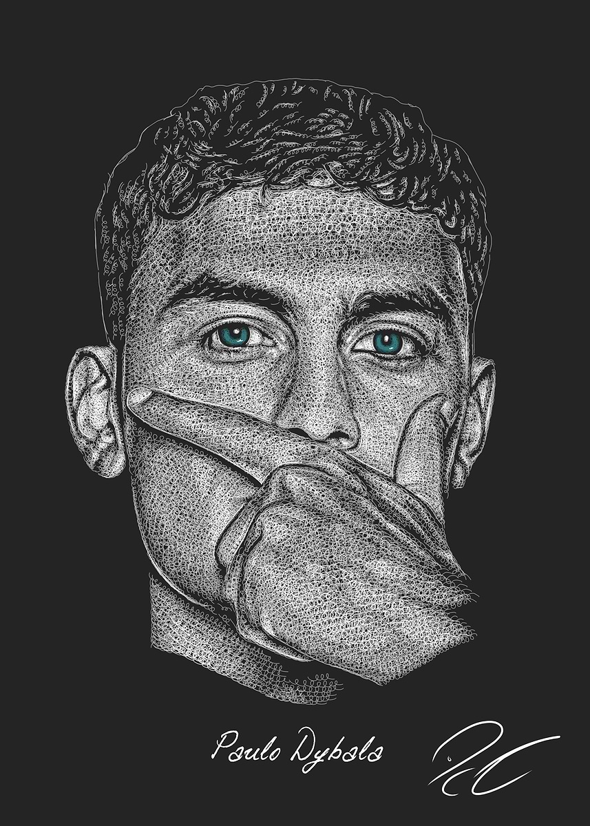 'Paulo Dybala Portrait' Poster, picture, metal print, paint by Muh ...