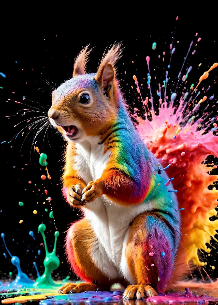 'Color Splash Squirrel with Paint Splatter' Poster, picture, metal ...