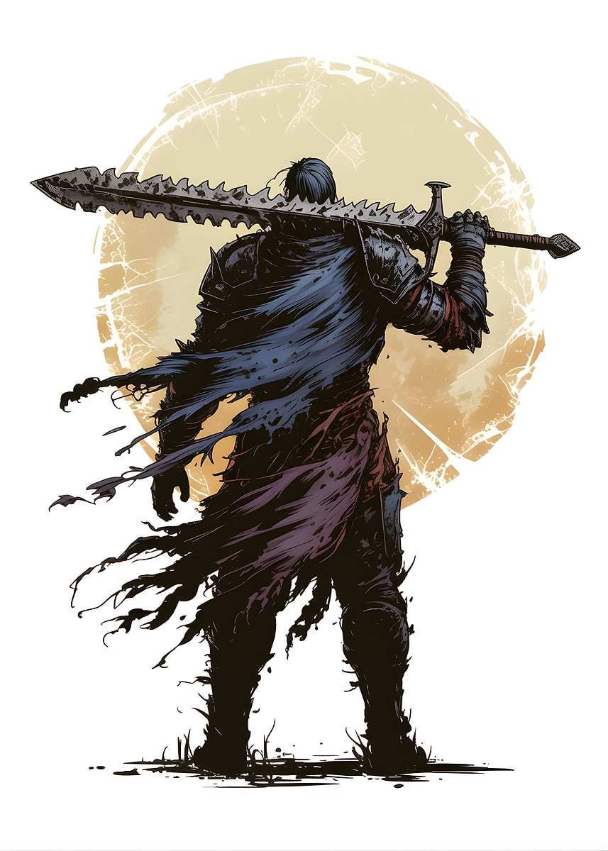 'Dark Knight with Jagged Sword' Poster, picture, metal print, paint by ...