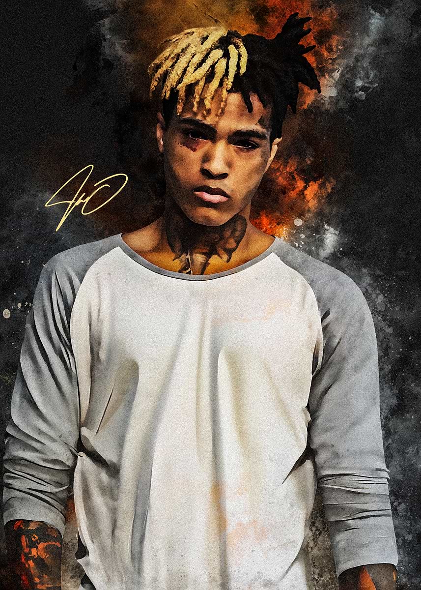 'XXXTentacion Portrait with Signature' Poster, picture, metal print ...