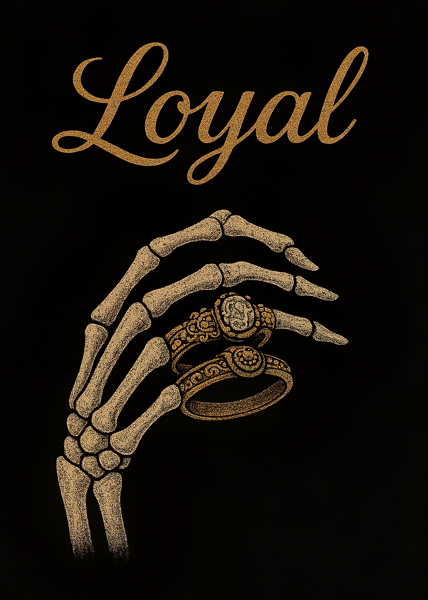 'Loyal Skeleton Hand with Rings' Poster, picture, metal print, paint by ...