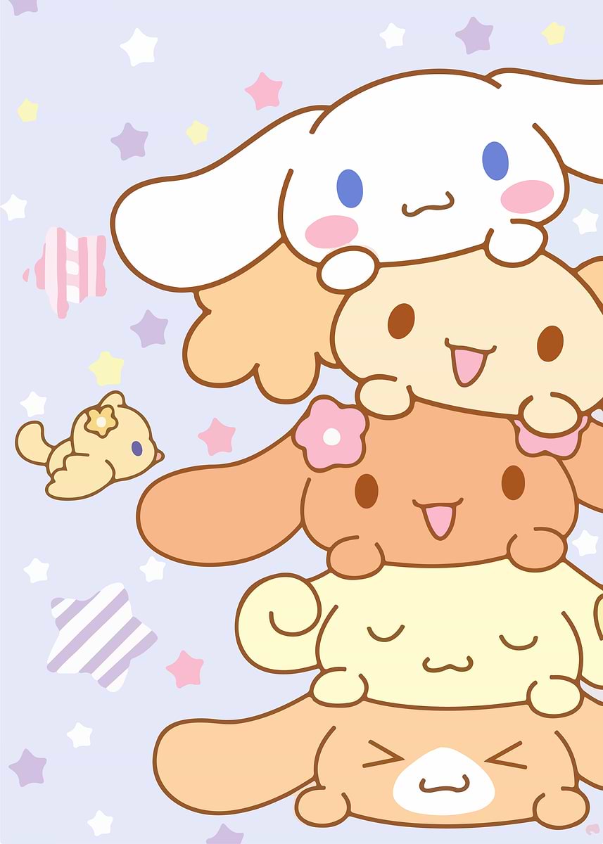 'Cinnamoroll and Friends Stacked' Poster, picture, metal print, paint ...