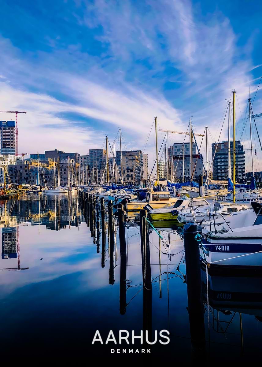 'Aarhus, Denmark Marina' Poster, picture, metal print, paint by numyu ...