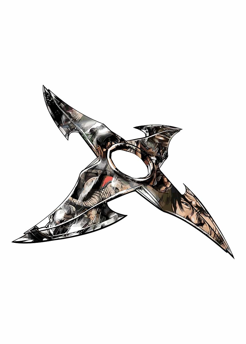 'Shuriken with character collage' Poster, picture, metal print, paint ...