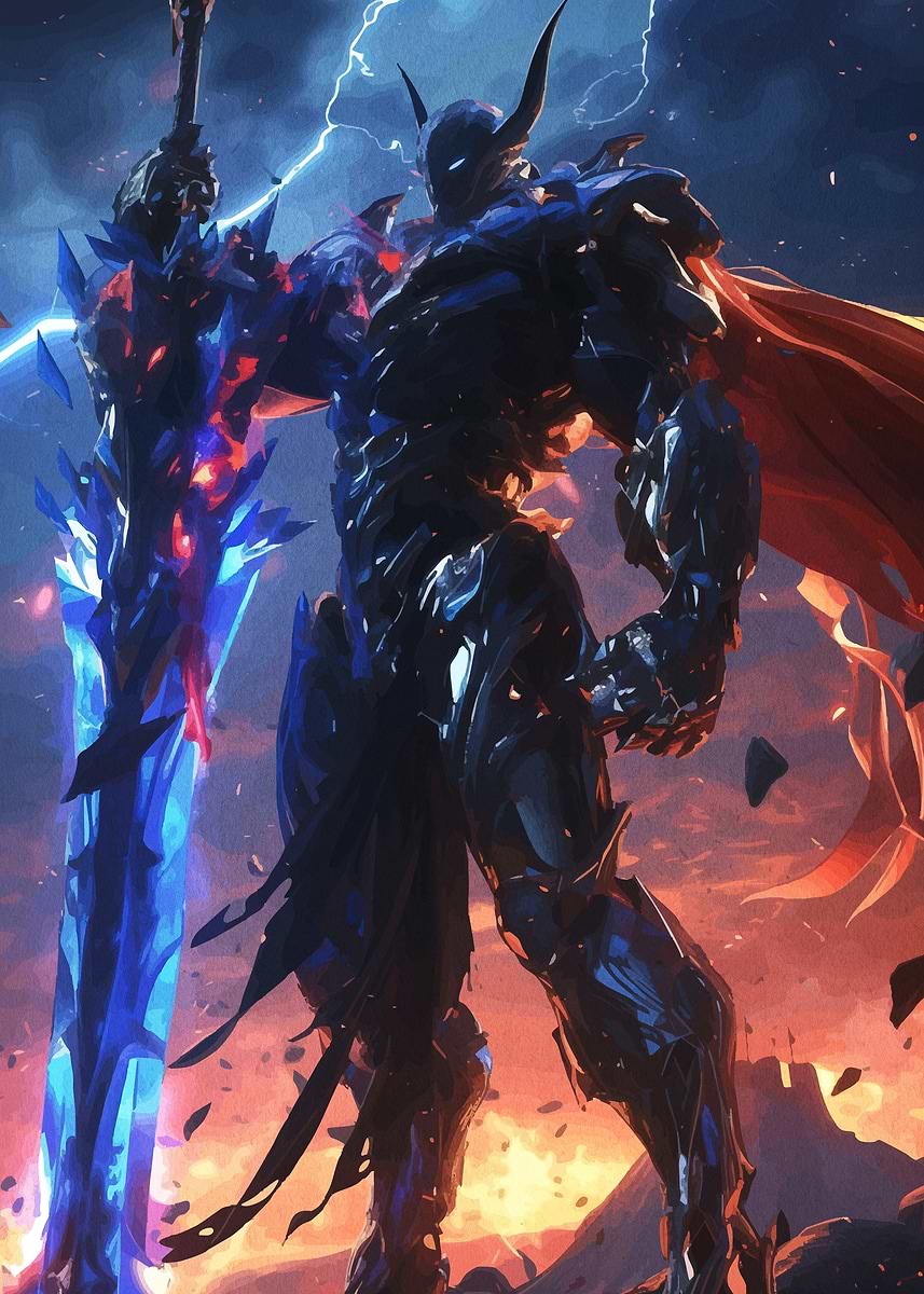 'Armored Warrior Crystal Sword' Poster, picture, metal print, paint by ...