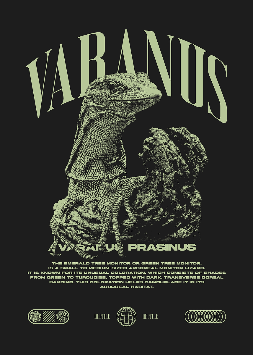 'Greeen Tree Monitor Varanus Prasinus Reptile Keeper' Poster, picture ...