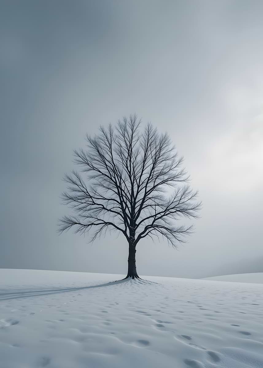 'Solitary Tree in Winter Landscape' Poster, picture, metal print, paint ...