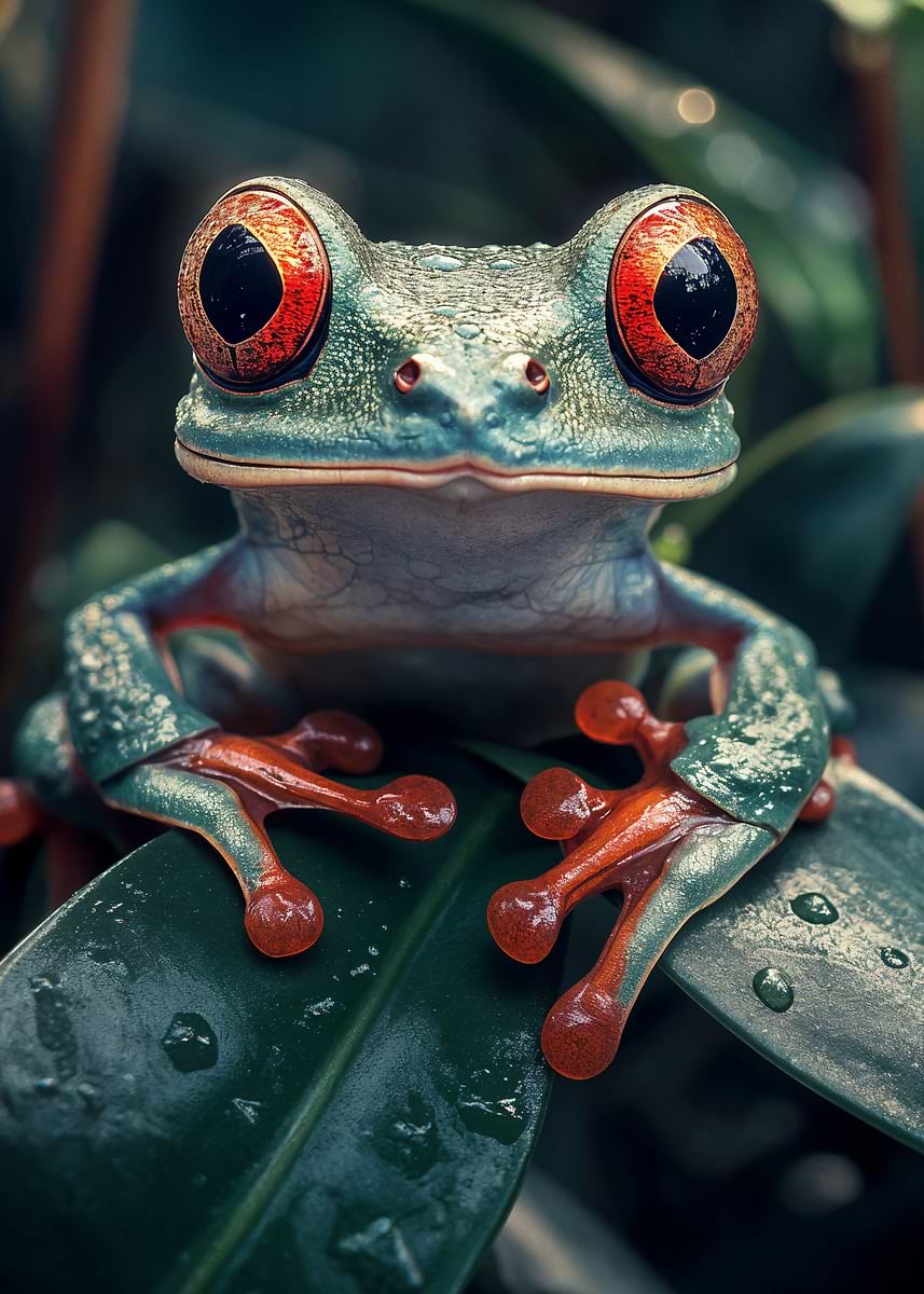 'Red-Eyed Tree Frog Portrait' Poster, picture, metal print, paint by ...