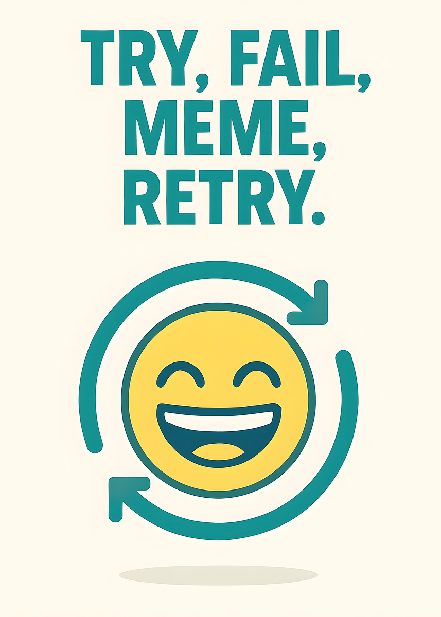 'Try, Fail, Meme, Retry Graphic' Poster, picture, metal print, paint by ...