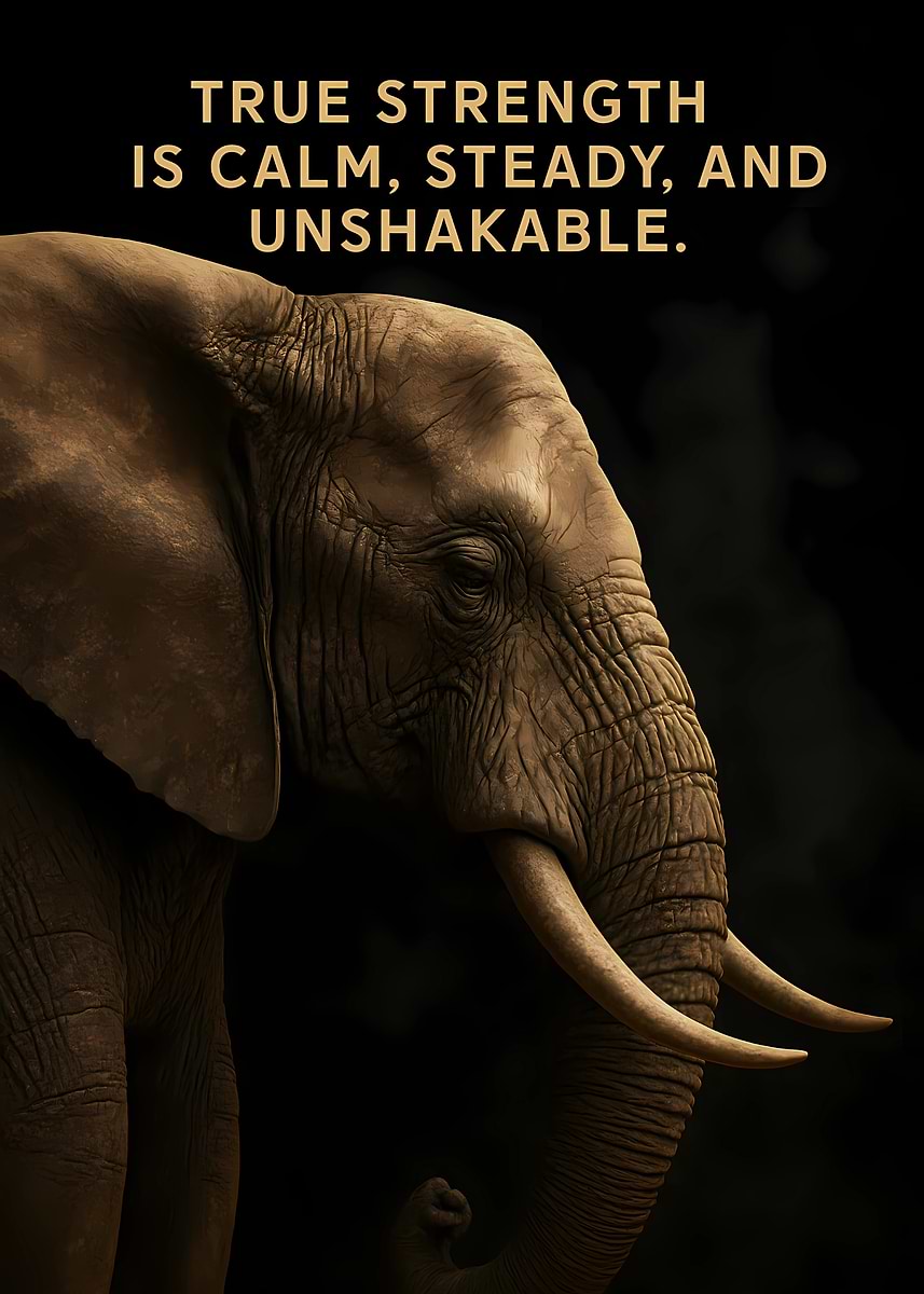 'Elephant Strength Quote' Poster, picture, metal print, paint by Ayen ...