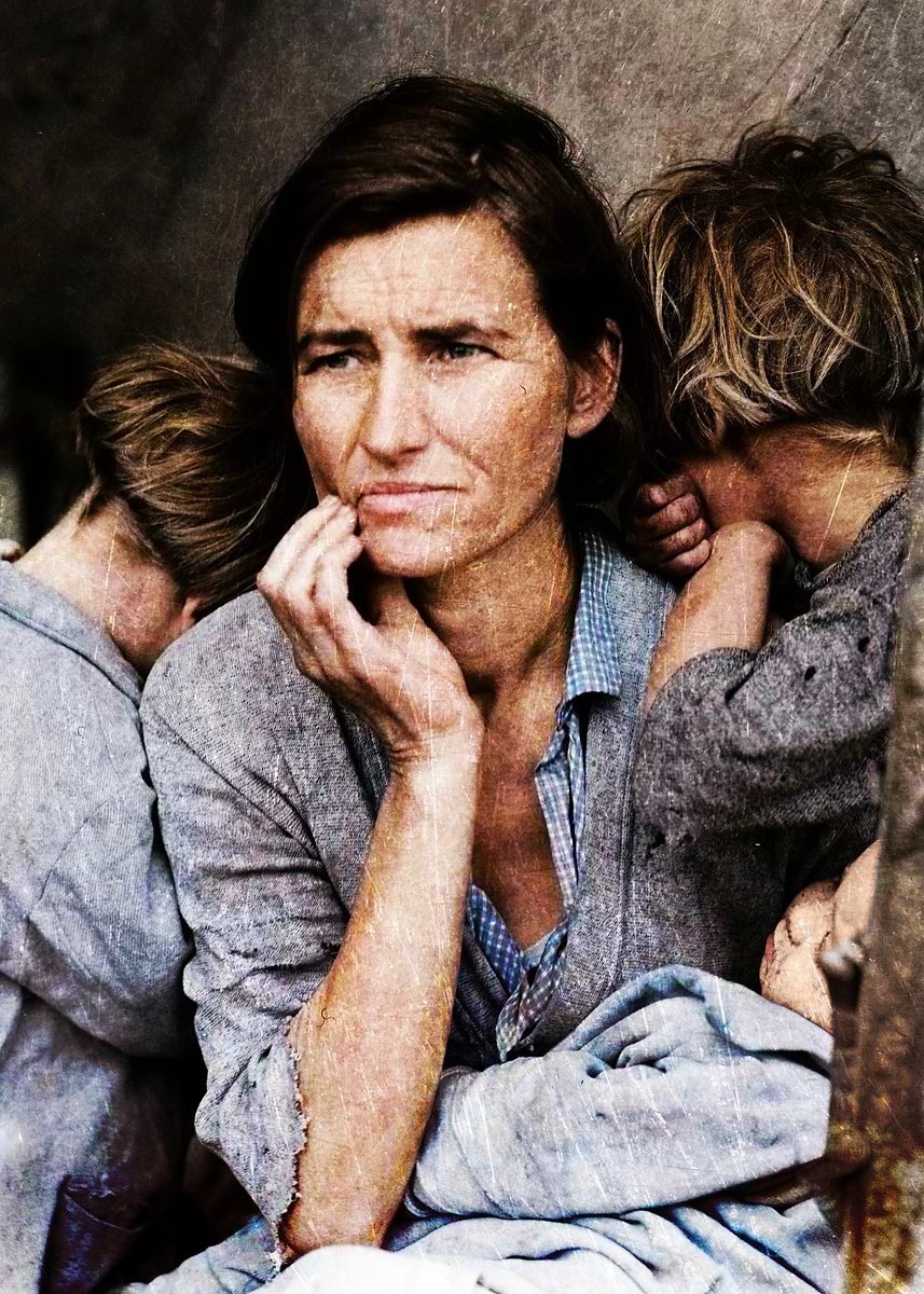 'Coloured Migrant Mother with Children Portrait' Poster, picture, metal ...