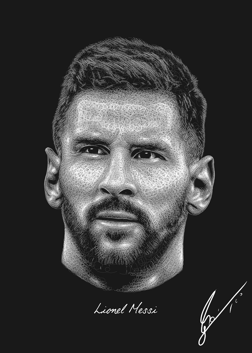 'Lionel Messi Portrait' Poster, picture, metal print, paint by Muh ...
