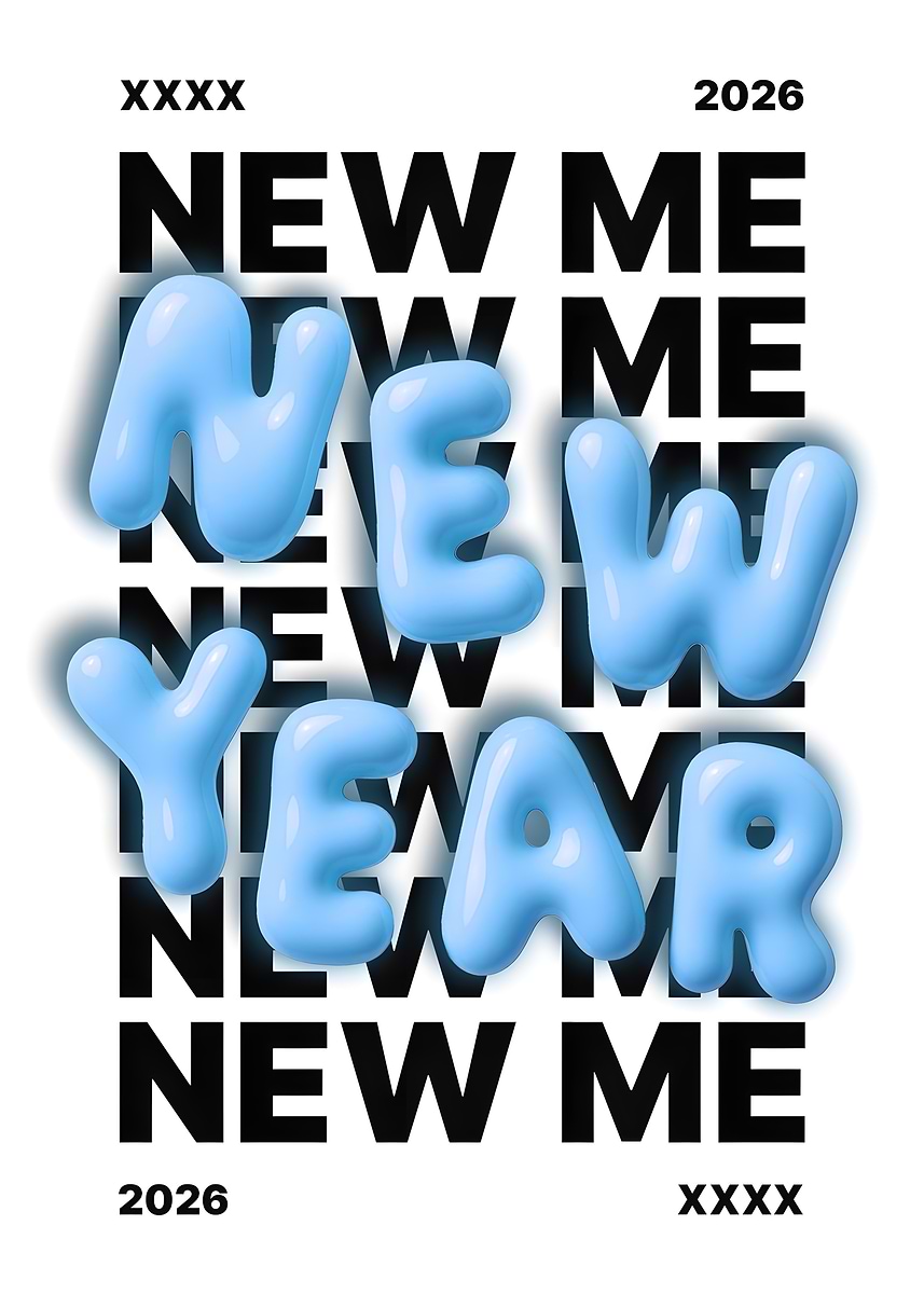 'New Year, New Me 2026' Poster, picture, metal print, paint by ...