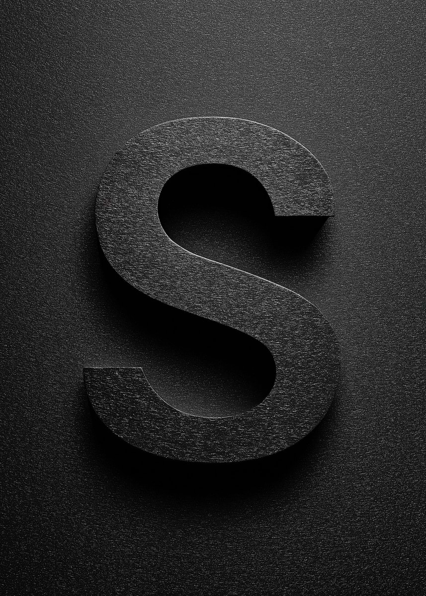 'Matte Black Letter S' Poster, picture, metal print, paint by GLITCHED ...