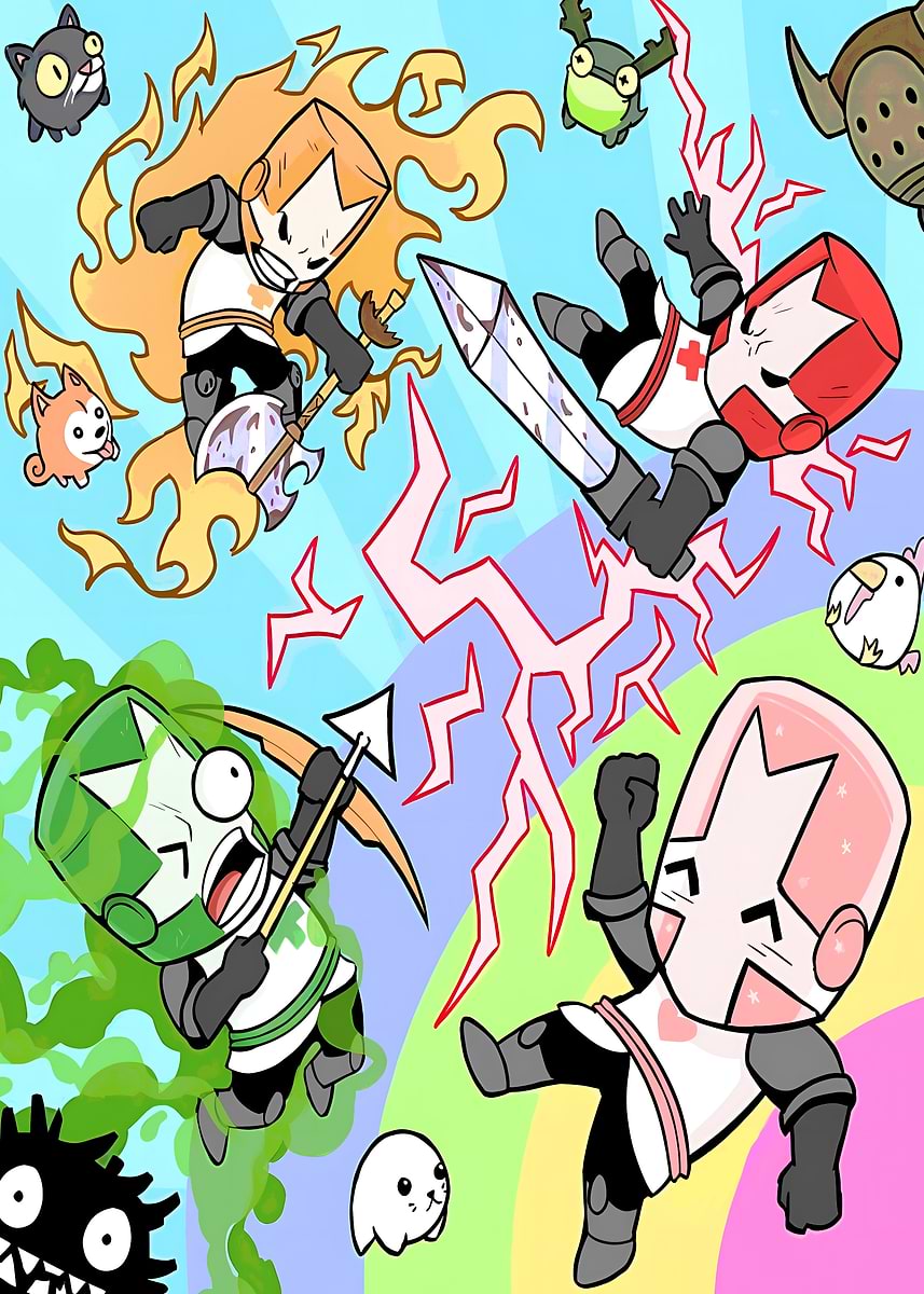 'Castle Crashers Characters in Action' Poster, picture, metal print ...