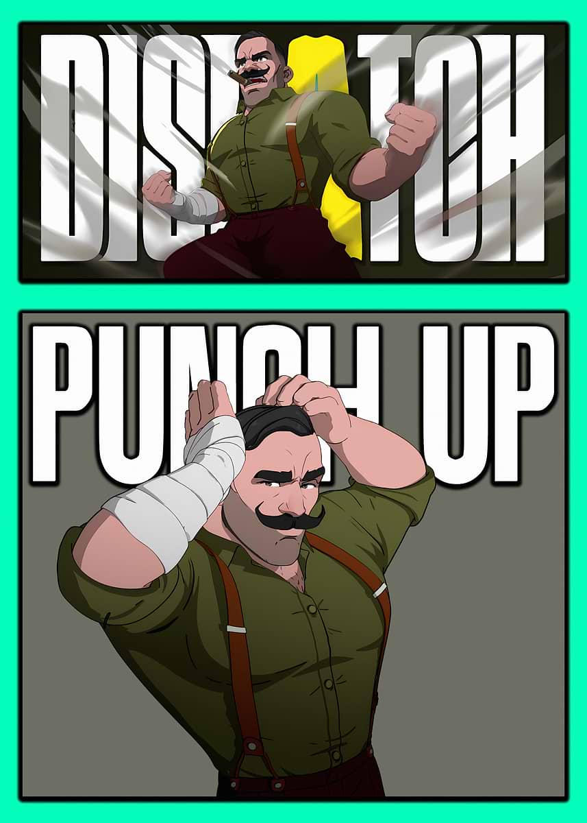 'Dispatch Punch Up Cartoon Illustration' Poster, picture, metal print ...