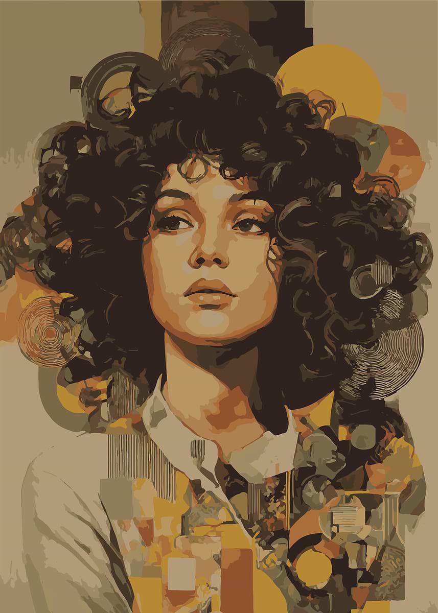 'Portrait of a Woman with Curls' Poster, picture, metal print, paint by ...