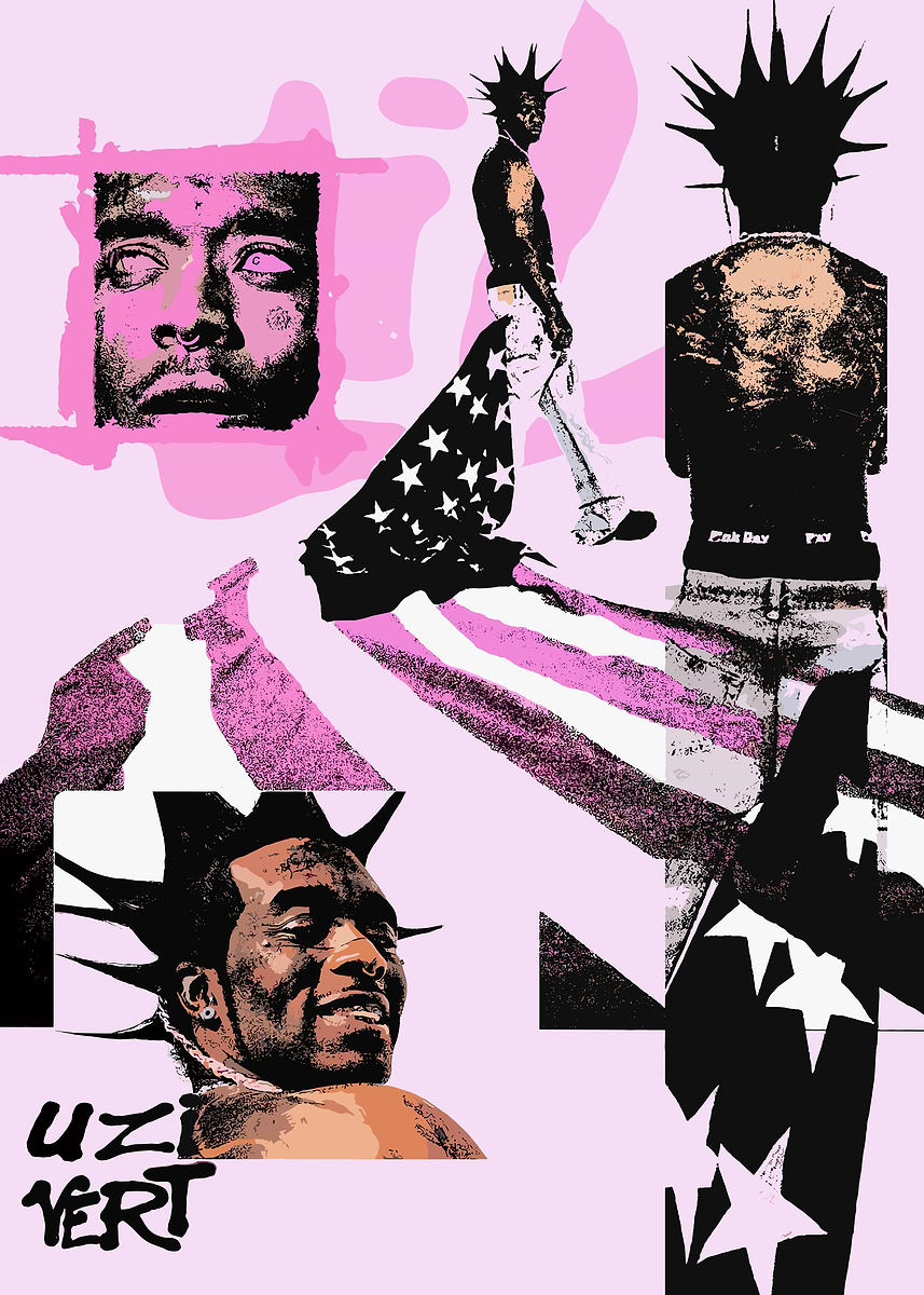 'Lil Uzi Vert American Flag Collage' Poster, picture, metal print ...