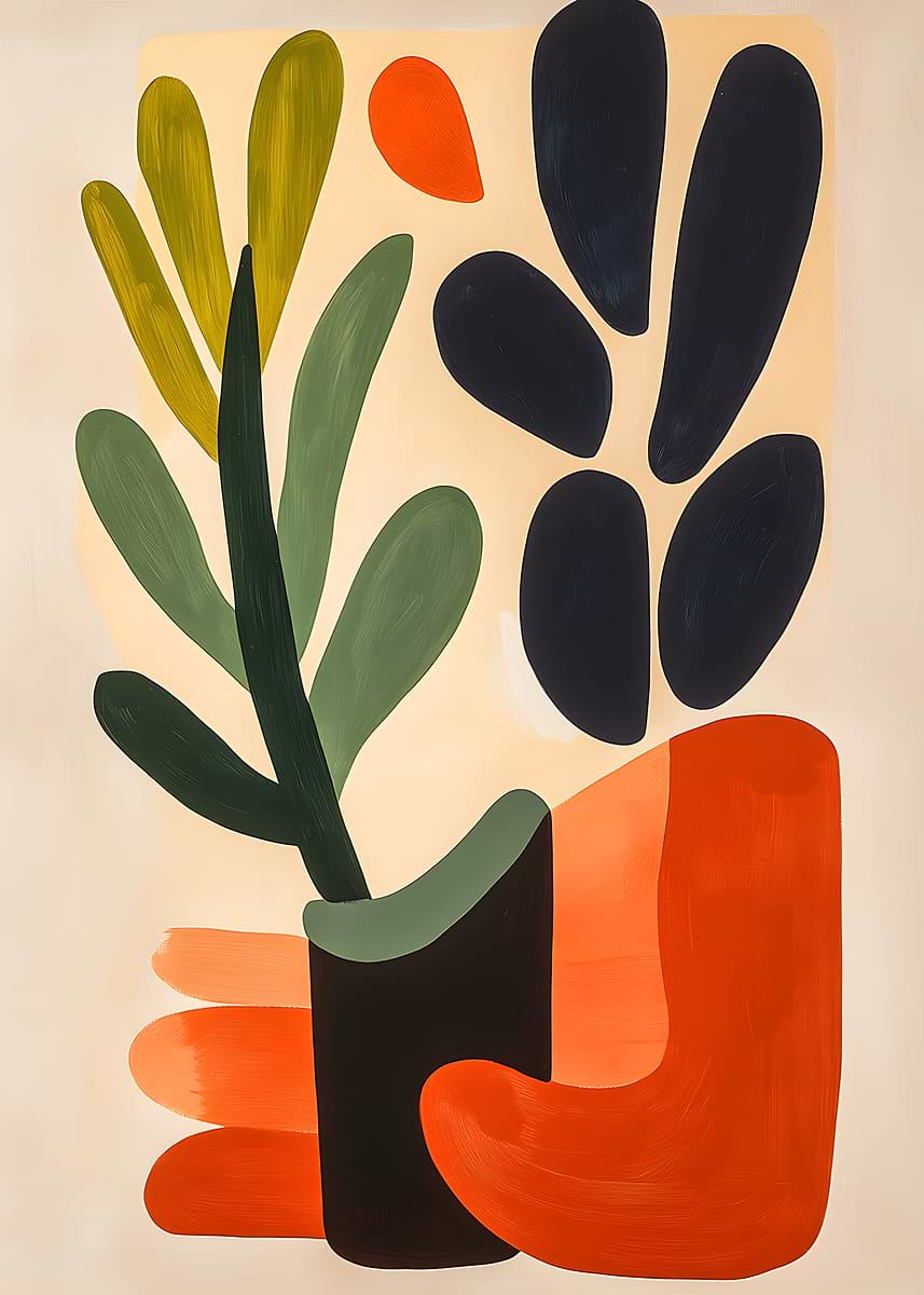 'Abstract Plant Still Life Painting' Poster, picture, metal print ...