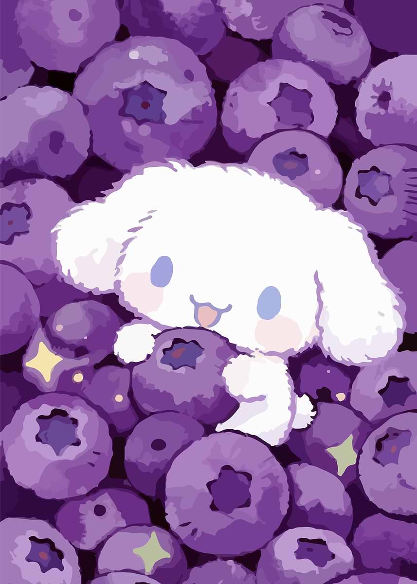 'Cinnamoroll in a Blueberry Patch' Poster, picture, metal print, paint ...