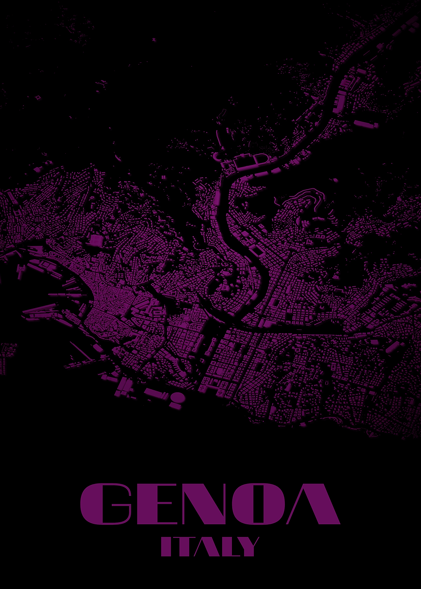 'Genoa, Italy - City Map Art' Poster, picture, metal print, paint by ...