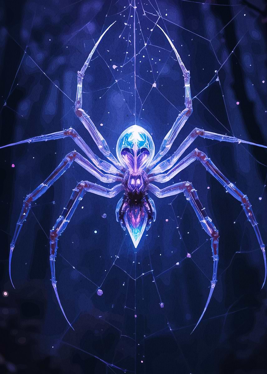 'Glowing Spider Web' Poster, picture, metal print, paint by Mittie ...