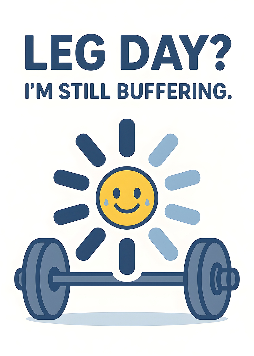 'Leg Day Buffering Cartoon' Poster, picture, metal print, paint by ...
