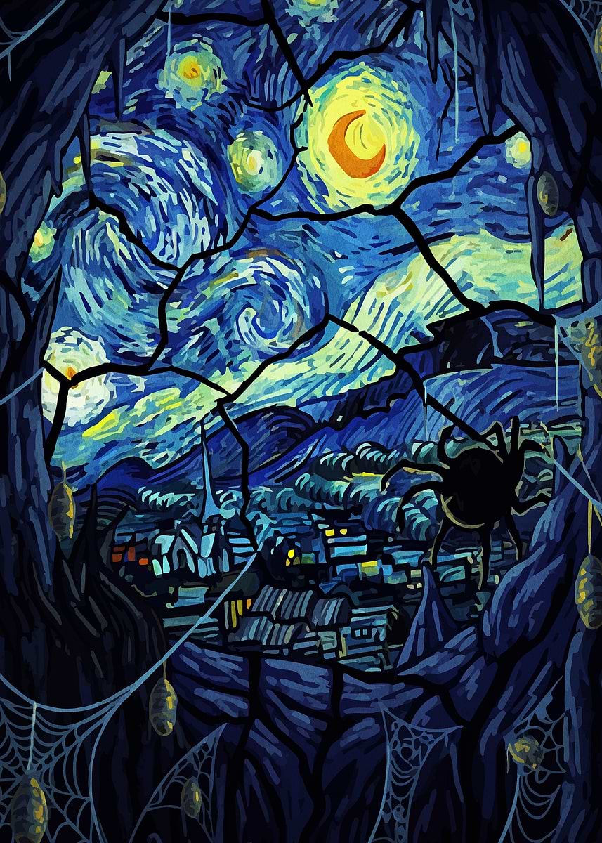 'Starry Night Spider Cave' Poster, picture, metal print, paint by Ryan ...