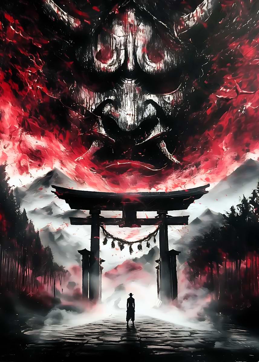 'Torii Gate and Demon' Poster, picture, metal print, paint by xesus ...