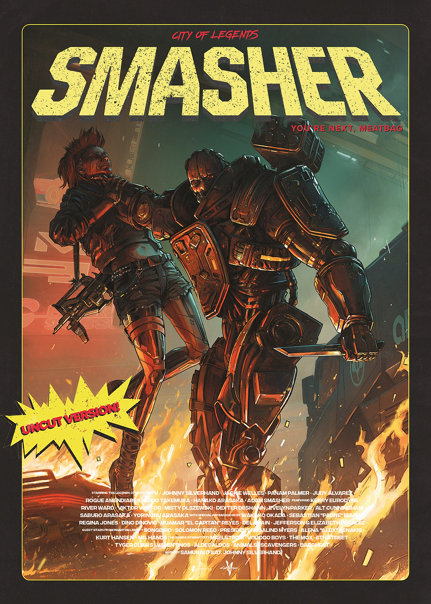 'Smasher' Poster, picture, metal print, paint by Cyberpunk 2077 | Displate