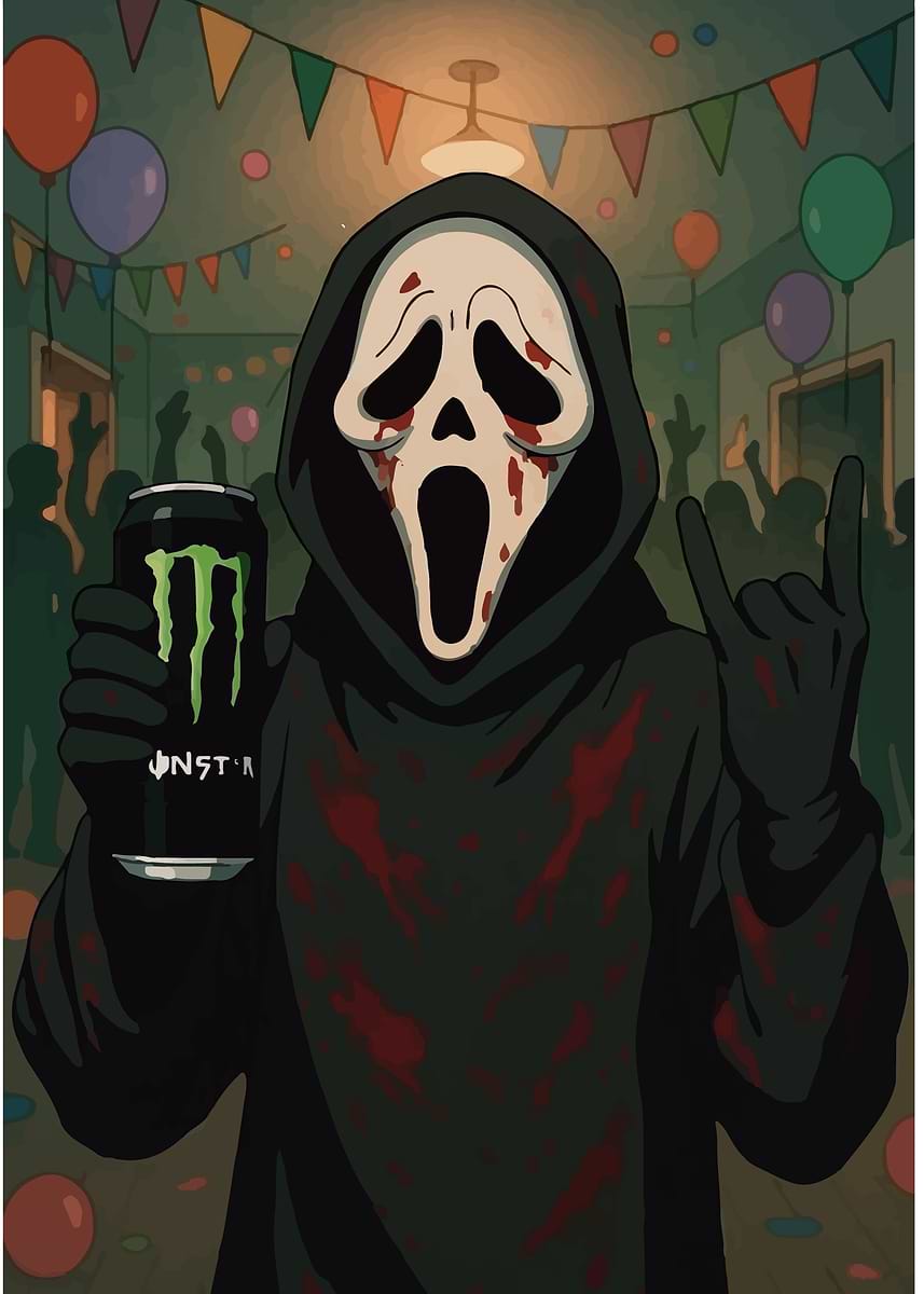 'Ghostface Party with Monster Energy Drink' Poster, picture, metal ...