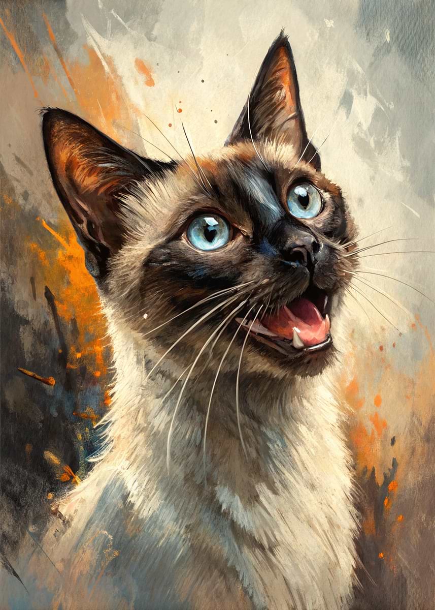 'Siamese Cat Portrait' Poster, picture, metal print, paint by Tafa ...