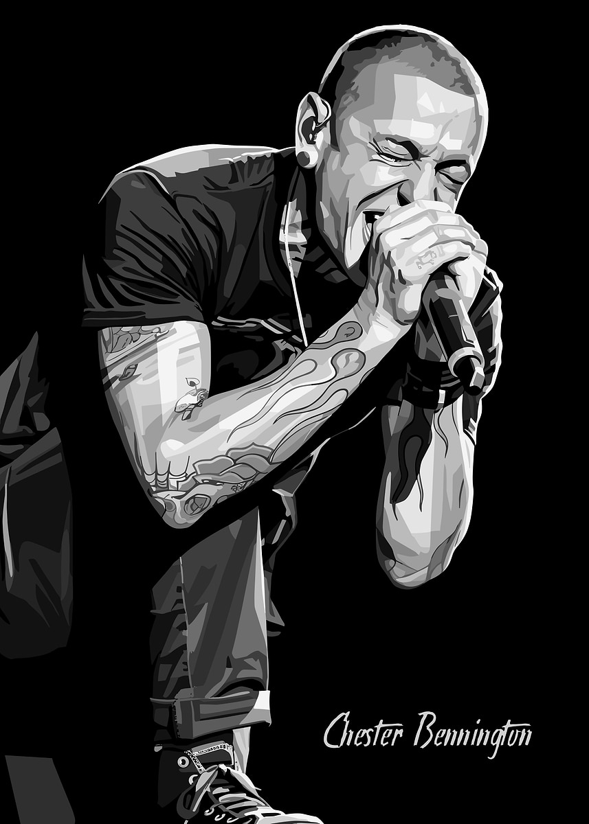 'Chester Bennington Vector Portrait' Poster, picture, metal print ...