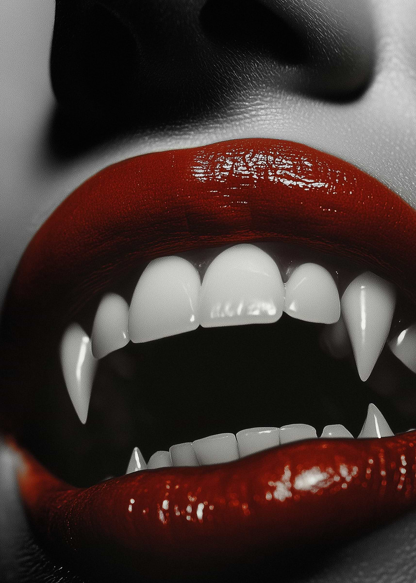 'Vampire Fangs and Red Lips' Poster, picture, metal print, paint by CF ...