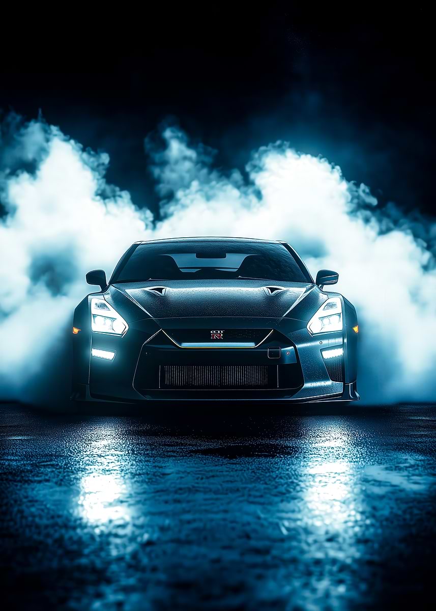'Nissan GT-R in Smoke' Poster, picture, metal print, paint by HAPPISTRO ...