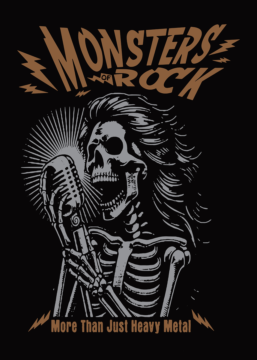 'Monsters of Rock Skeleton Singer' Poster, picture, metal print, paint ...