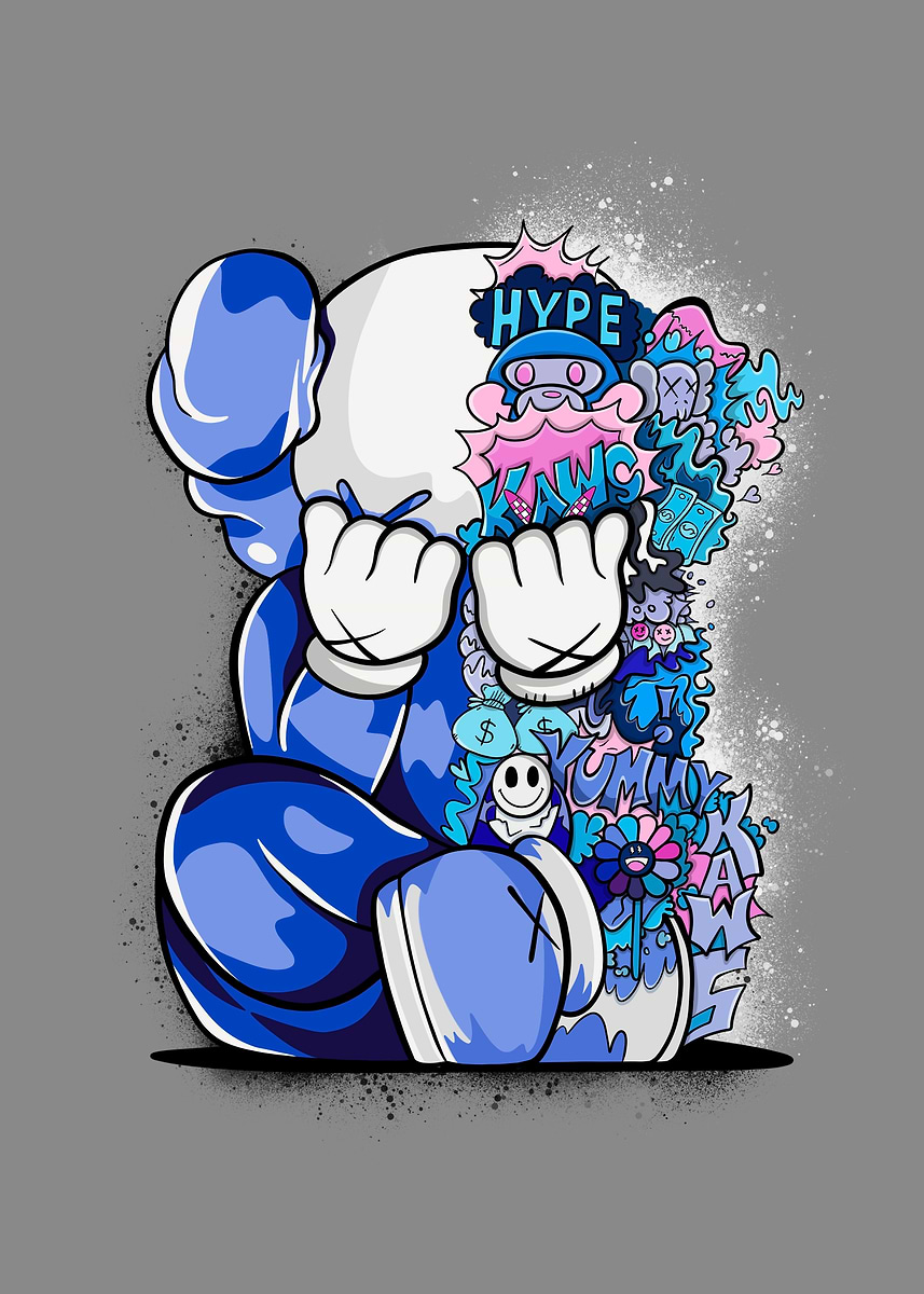 'KAWS doodles' Poster, picture, metal print, paint by Lardis Art | Displate