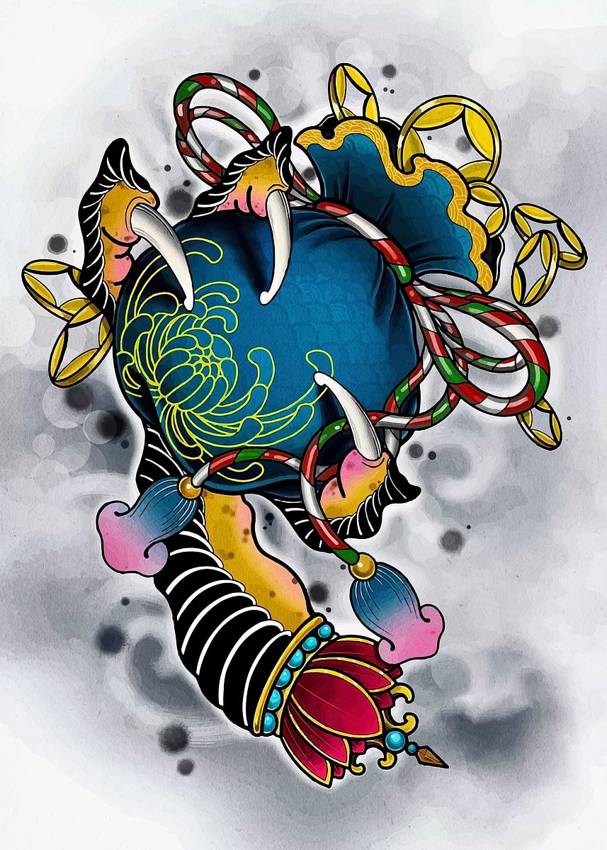 'Japanese Lucky Bag with Dragon Claw' Poster, picture, metal print ...