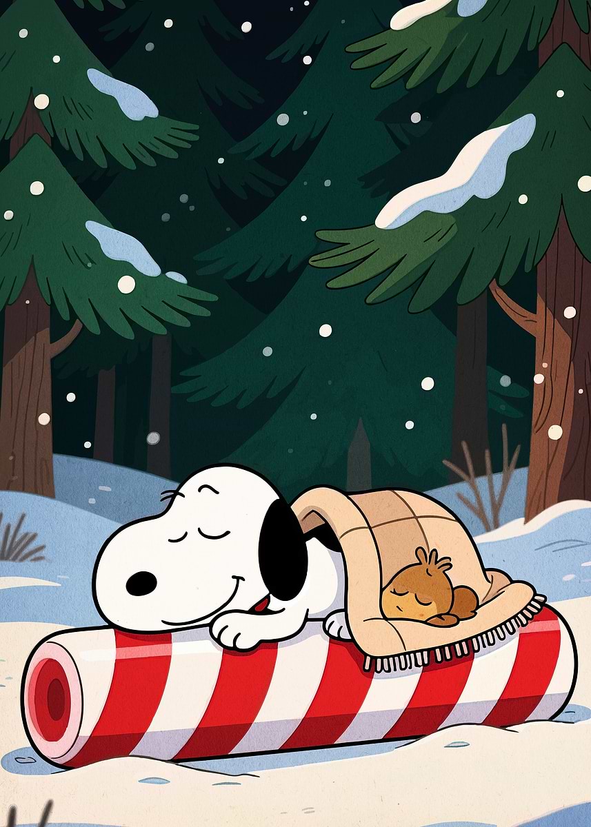 'Snoopy and Woodstock Winter Nap' Poster, picture, metal print, paint ...