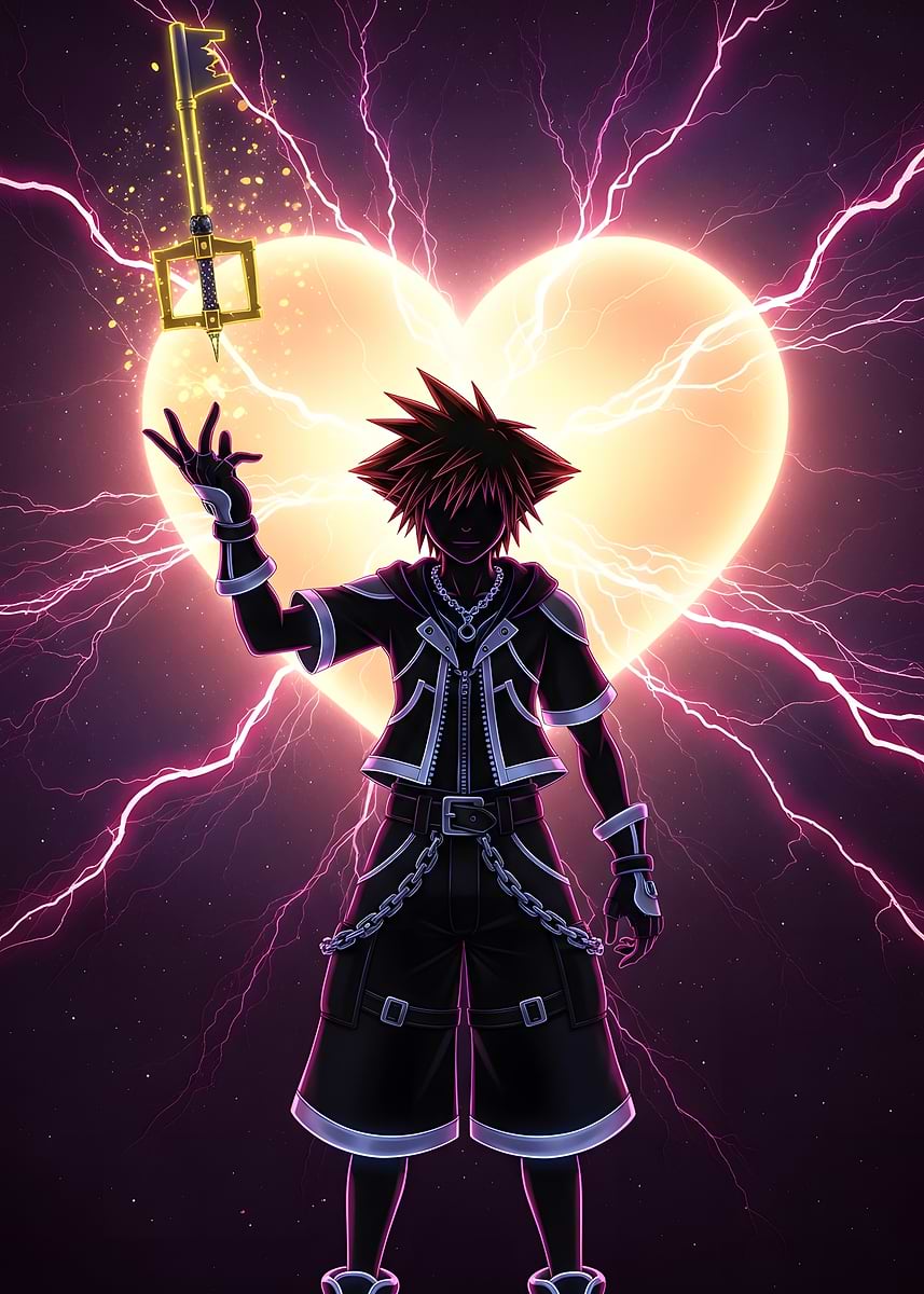 'Kingdom Hearts Sora with Keyblade' Poster, picture, metal print, paint ...