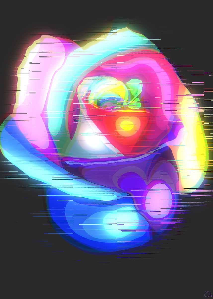 'Glitch Art Rose' Poster, picture, metal print, paint by ...