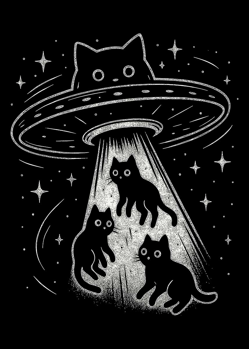 'Alien Cat Abduction' Poster, picture, metal print, paint by Fantasy ...