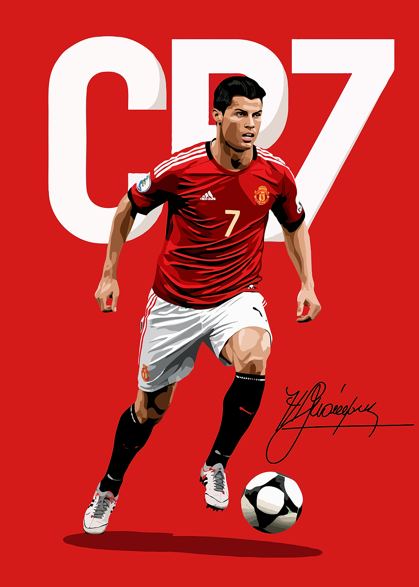 'Cristiano Ronaldo Manchester United Portrait' Poster, picture, metal ...