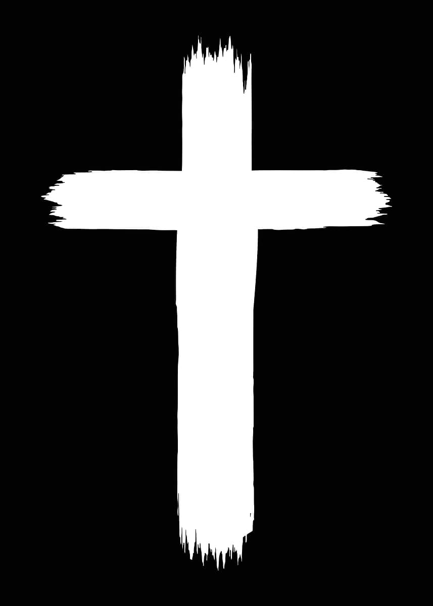'White Cross on Black Background' Poster, picture, metal print, paint ...